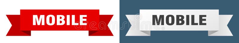 Mobile Ribbon. Mobile Isolated Paper Sign. Banner Stock Vector ...