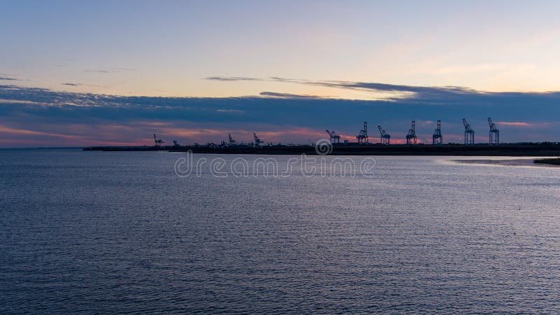 The Mobile River Meets Mobile Bay at Sunset Stock Photo - Image of ...