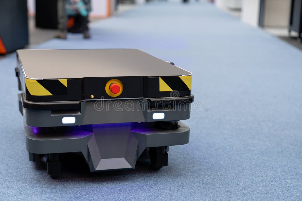 Mobile Robot for Transporting a Box in a Warehouse Stock Image - Image ...