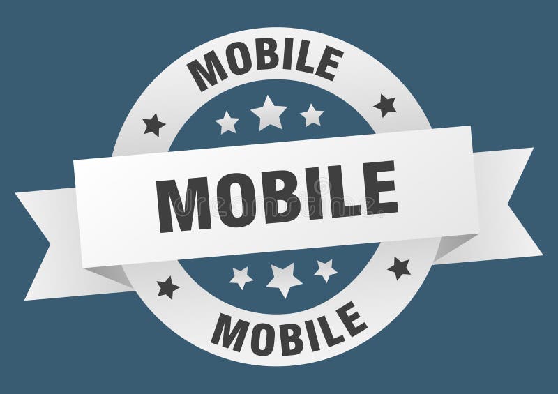 Mobile Round Ribbon Isolated Label. Mobile Sign Stock Vector ...