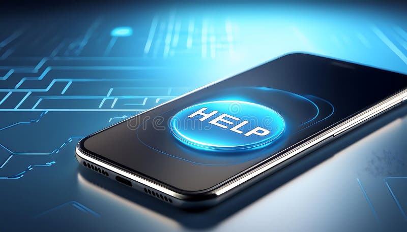 Mobile Screen with the Help Button for a Smartphone Stock Illustration ...