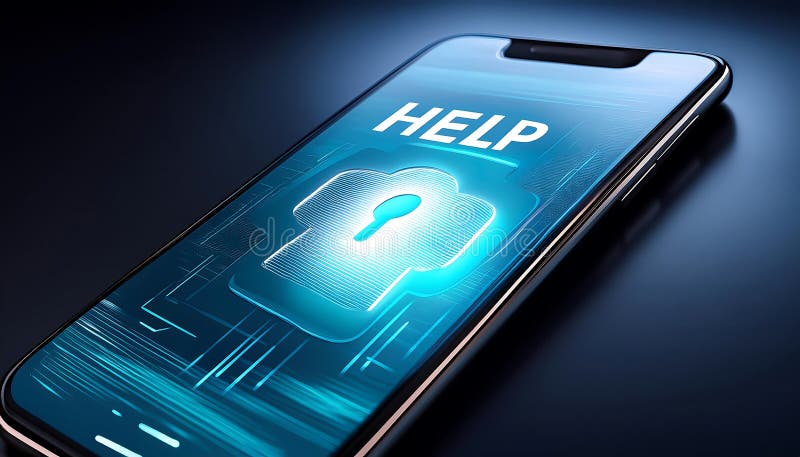 Mobile Screen with the Help Button for a Smartphone Stock Illustration ...