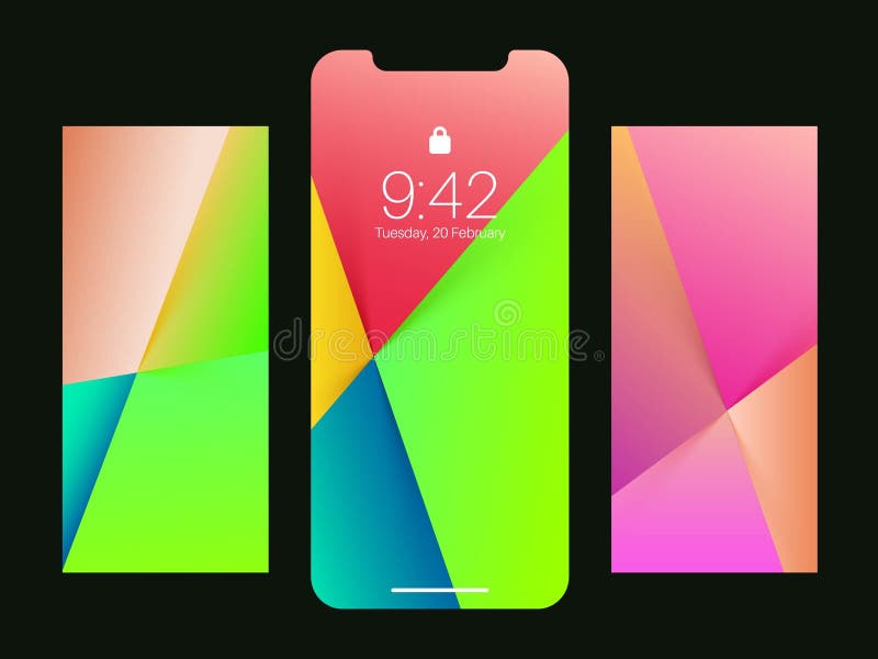 Mobile Screen Lock Display with Abstract Modern Wallpaper Design Stock ...