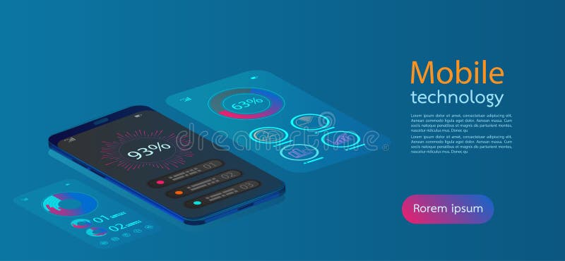 Mobile Screens Modern Infographic. Diagram Template and Chart Graph ...