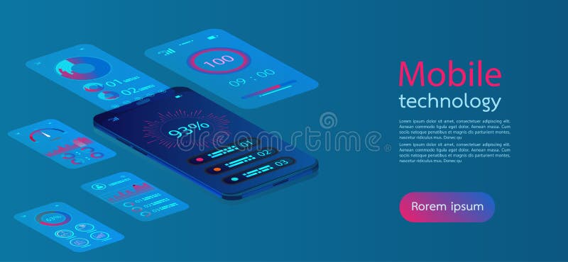 Mobile Screens Modern Infographic. Diagram Template and Chart Graph ...