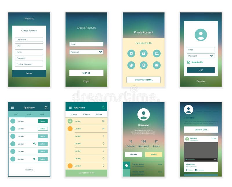 Mobile Screens User Interface Kit. Modern User Stock Vector ...