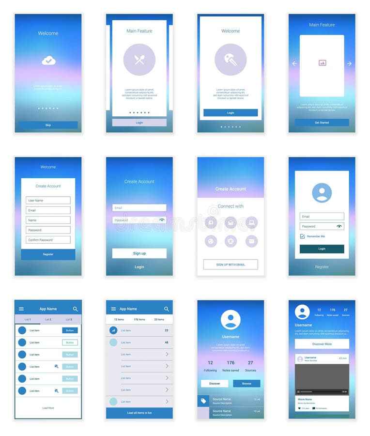 Mobile Screens User Interface Kit. Modern User Stock Vector ...