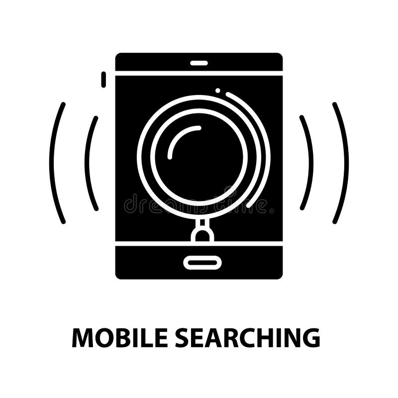 Mobile Searching Icon, Black Vector Sign with Editable Strokes, Concept ...