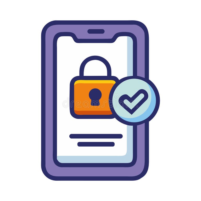Mobile Secure Login Icon stock vector. Illustration of cybersecurity ...