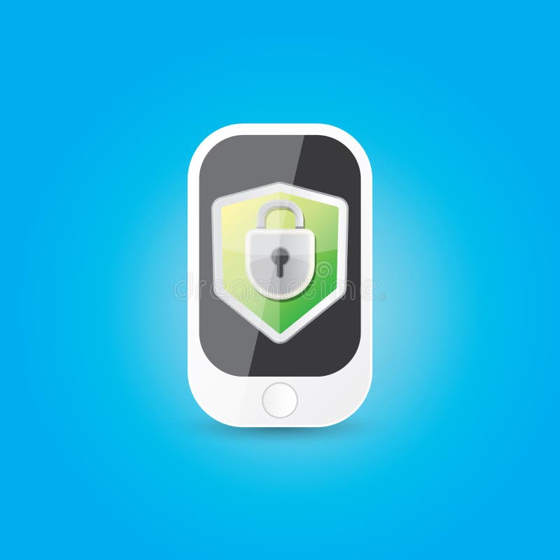 Mobile Security App Screen with Shield and Lock Stock Vector ...