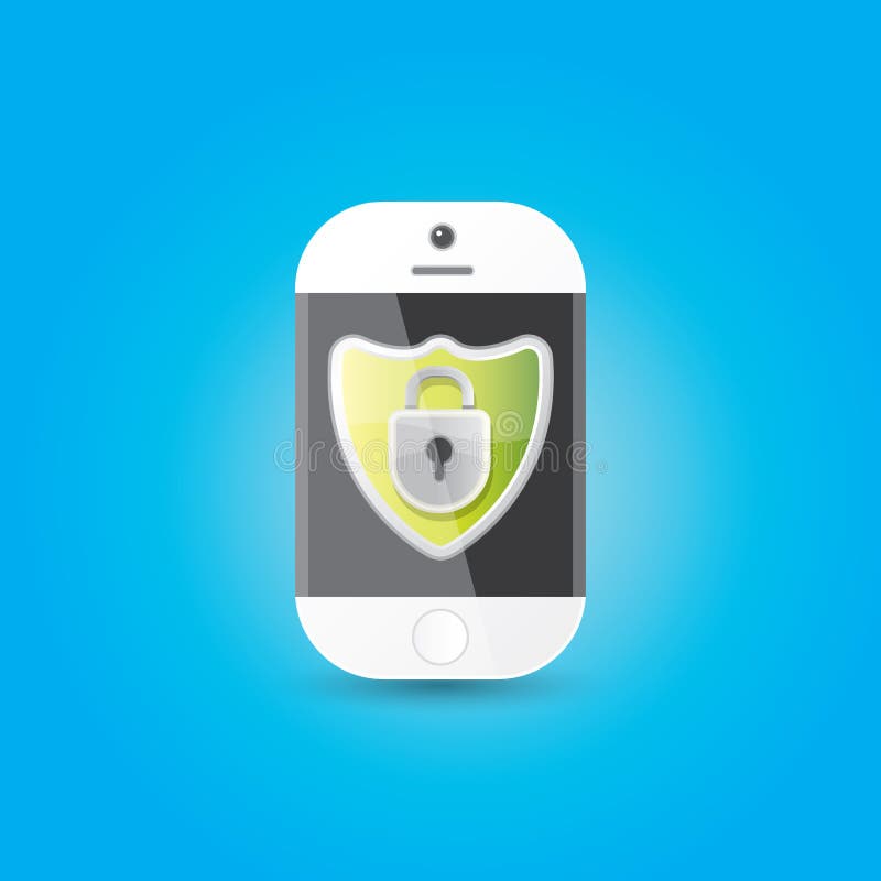Mobile Security App Screen with Shield and Lock Stock Vector ...