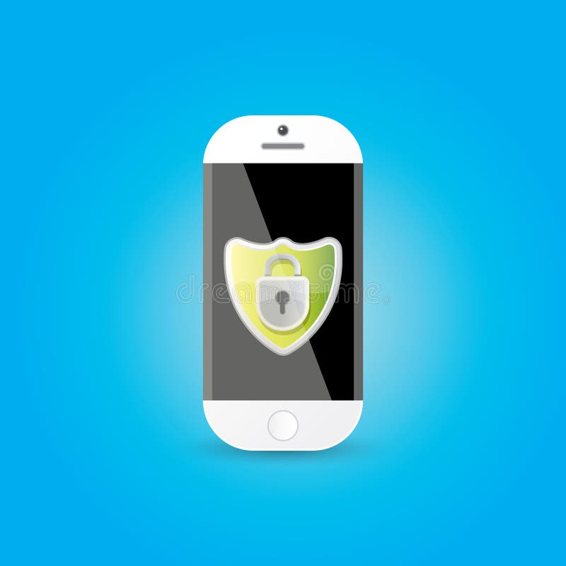 Mobile Security App Screen with Shield and Lock Stock Vector ...