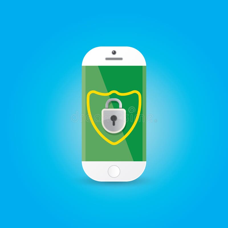 Mobile Security App Screen with Shield and Lock Stock Vector ...