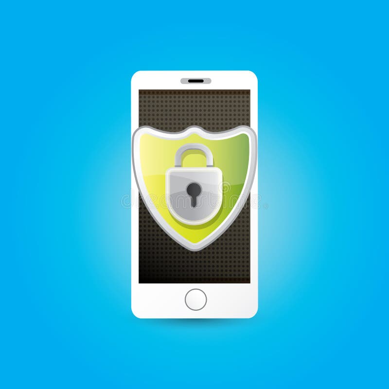 Mobile Security App Screen with Shield and Lock Stock Vector ...