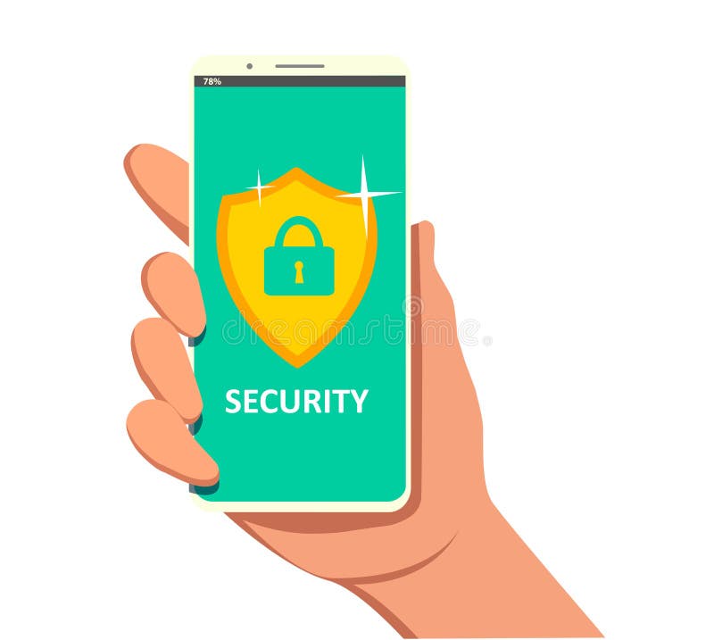 Mobile Security App on Smartphone Screen. User Touch Screen. Flat ...