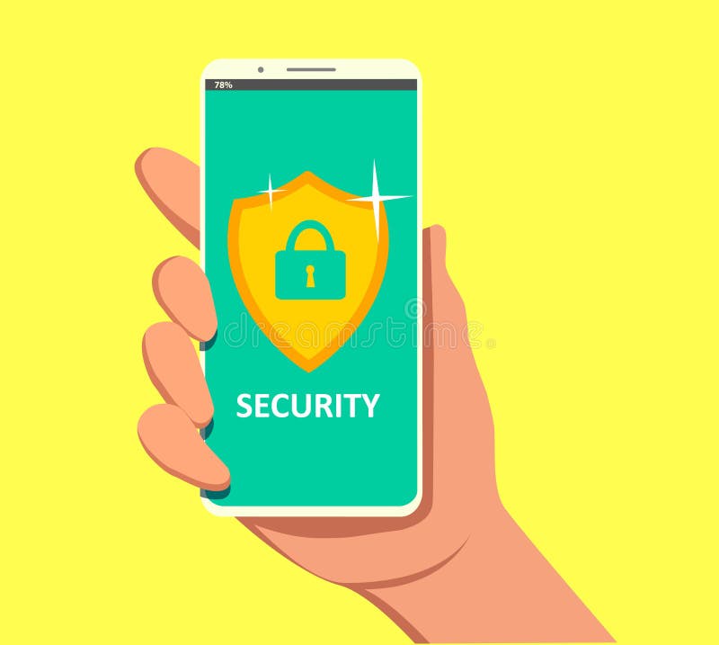 Mobile Security App on Smartphone Screen. User Touch Screen. Flat ...