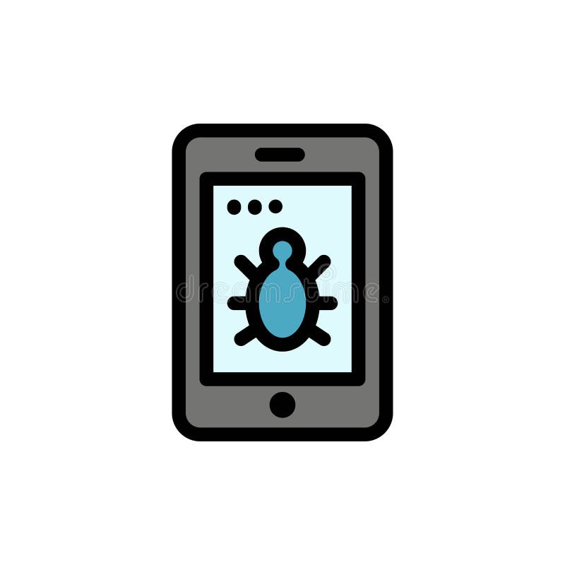 Mobile, Security, Bug Flat Color Icon. Vector Icon Banner Template ...