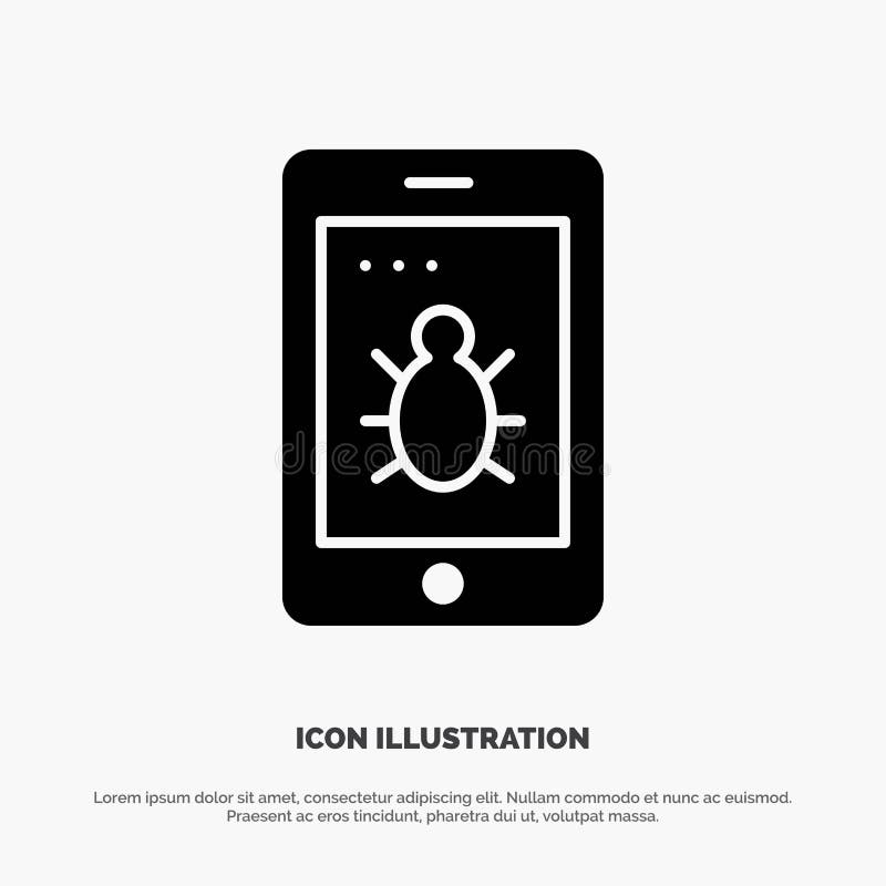 Mobile, Security, Bug Solid Glyph Icon Vector Stock Vector ...