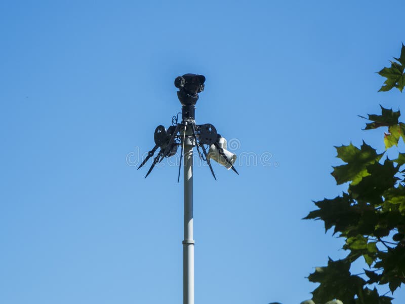 Mobile Security Camera with Blue Sky Stock Image - Image of pole, pipe ...