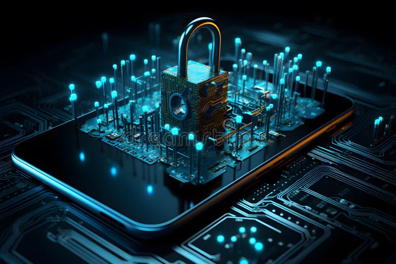 Mobile Security Concept with Lock and Cell Phone Stock Illustration ...