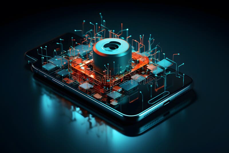 Mobile Security Concept with Lock and Cell Phone Stock Illustration ...