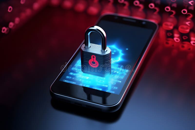 Mobile Security Concept with Lock and Cell Phone Stock Illustration ...