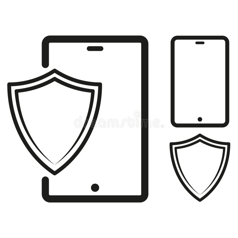 Mobile Security Concept. Shield and Smartphone Icons. Protection Symbol ...