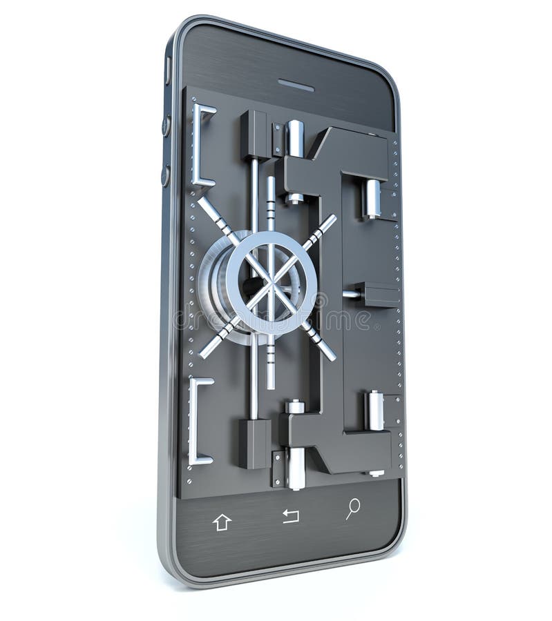 Mobile Security Concept. Smartphone with Vault or Safe Door Stock ...