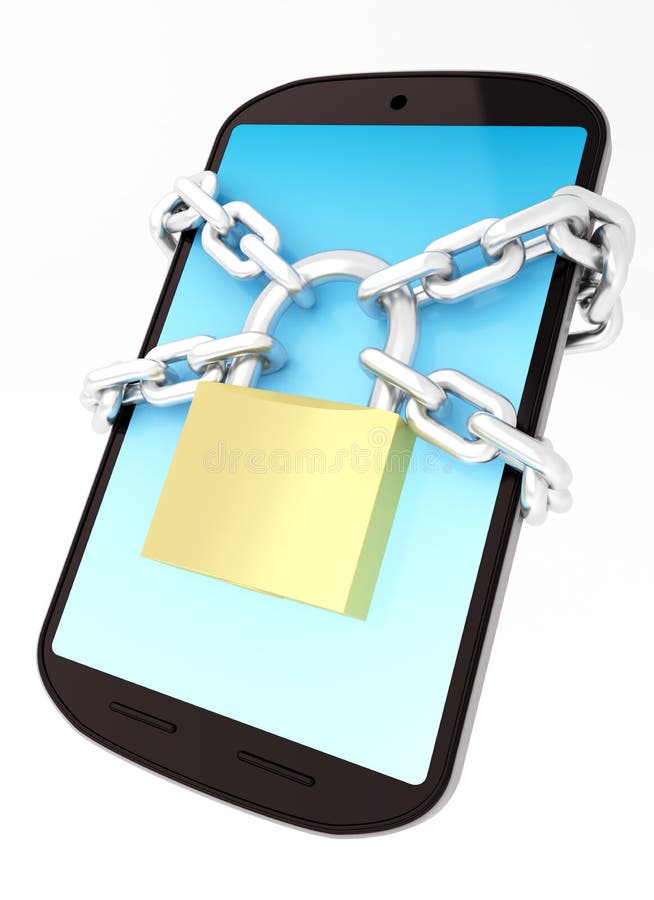 Tablet Pc Security. Chain with Lock on Computer Stock Illustration ...