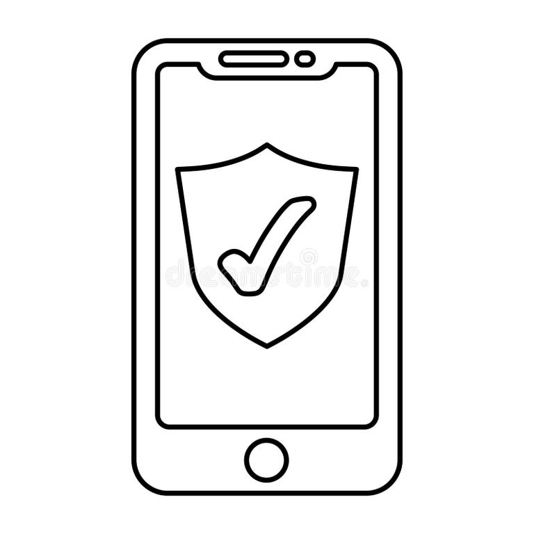 Mobile Security Icon in Outline Style Stock Vector - Illustration of ...