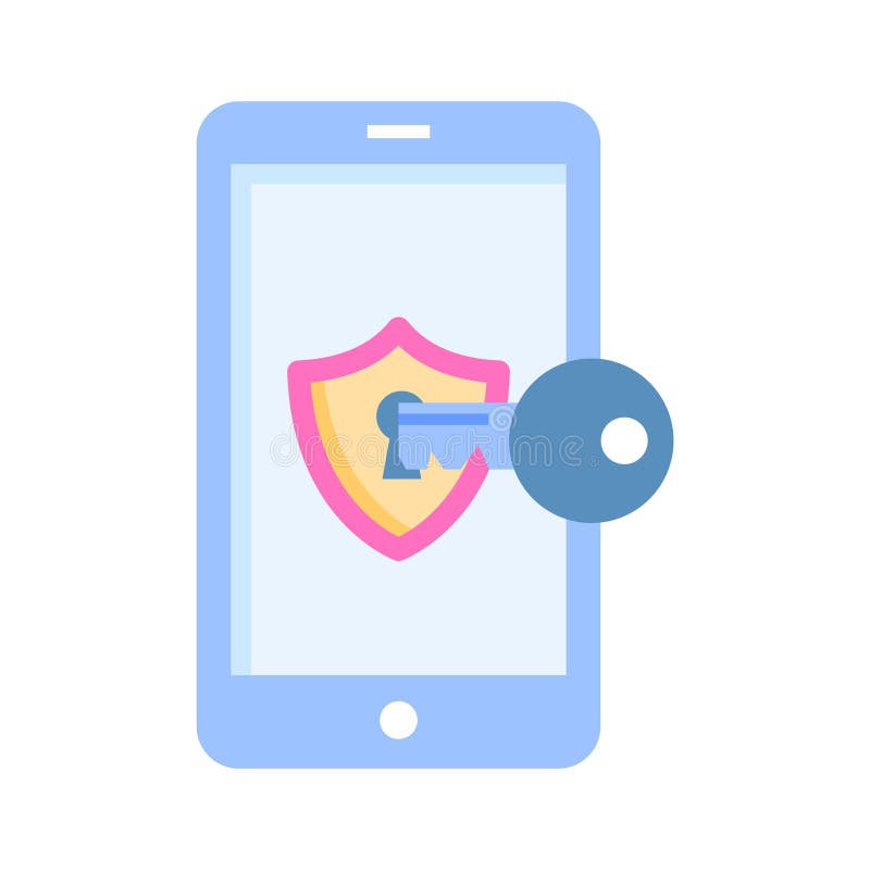 Mobile Security Icon in Flat Style, Up for Premium Use Stock Vector ...