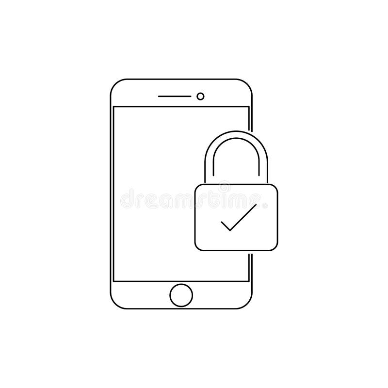 Mobile Security Icon, Mobile Lock Icon Stock Illustration ...