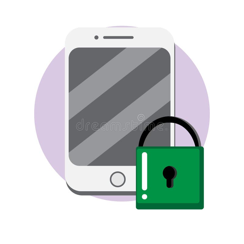 Mobile Security Icons - Cell Phone Protected by Lock Stock Illustration ...