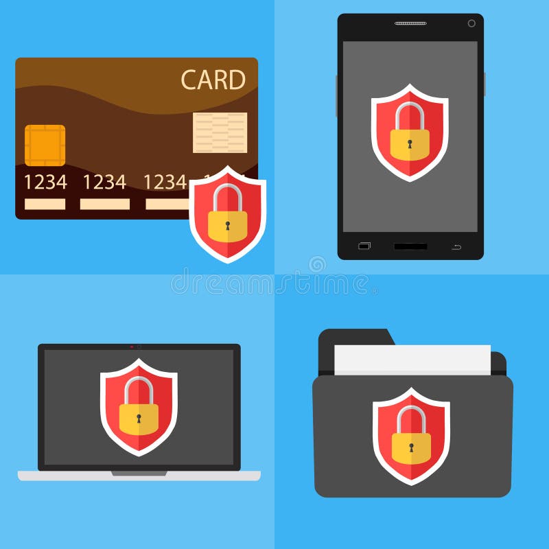 Mobile Security, Laptop Security, Credit Card Security Stock Vector ...