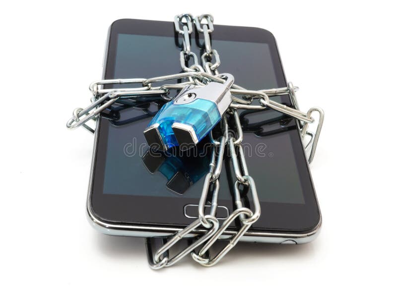 Mobile Security with Mobile Phone and Lock Stock Photo - Image of ...