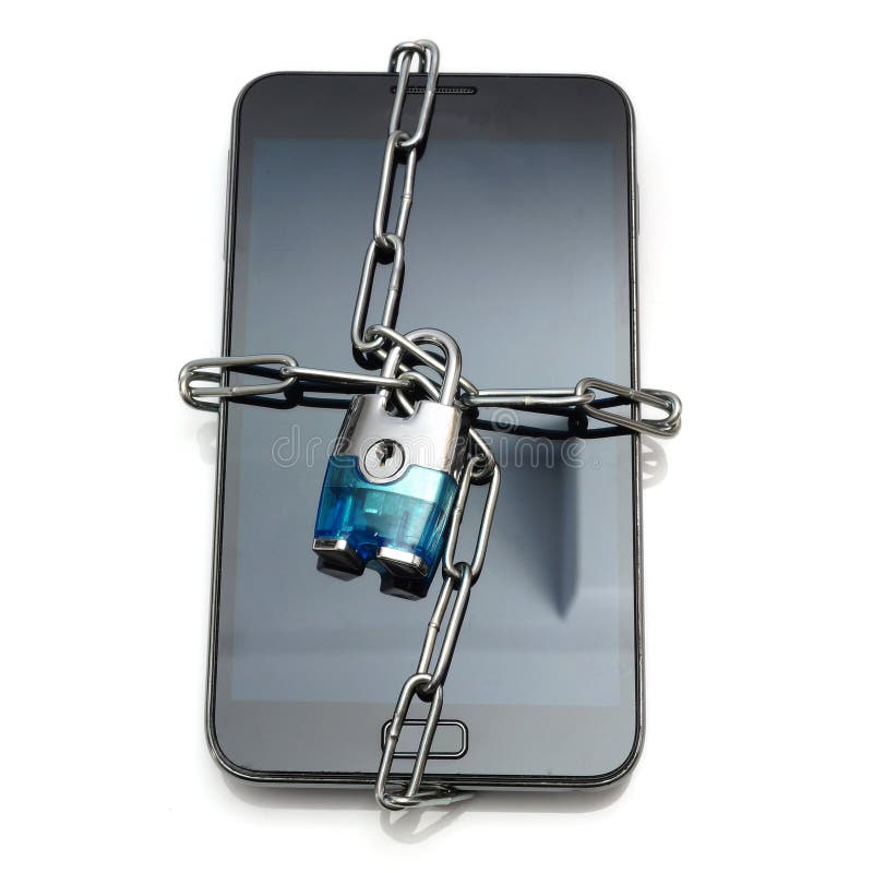 Mobile Security with Mobile Phone and Lock Stock Photo - Image of phone ...