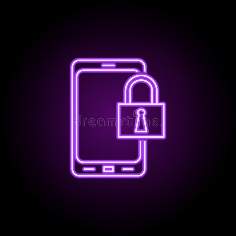 Mobile Security Outline Icon. Elements of Security in Neon Style Icons ...