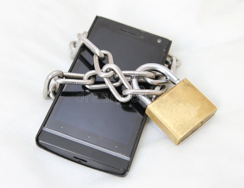 Cell Mobile Phone Security Locked Stock Photo - Image of insurance ...