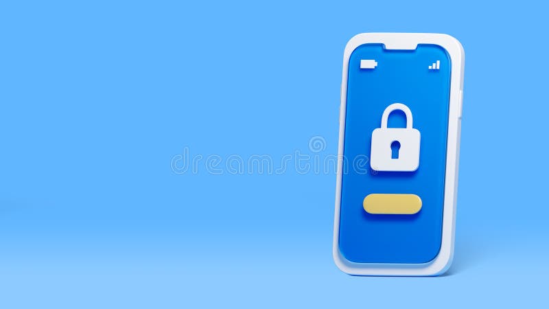 Mobile Security. Smartphone with Padlock and Copyspace. Protection of Smartphone from Personal ...