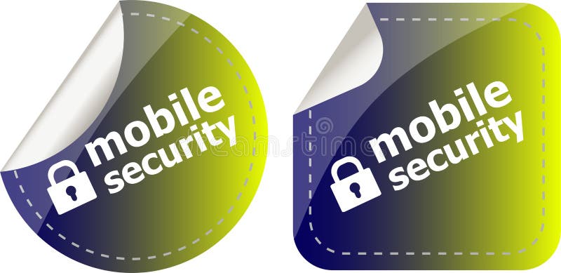 Mobile Security Stickers Label Tag Set Isolated on White Stock ...