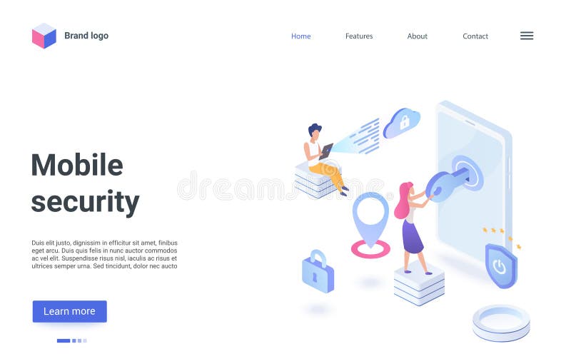 3D Isometric Privacy and Data Protection Concept with Hero Protect Data ...