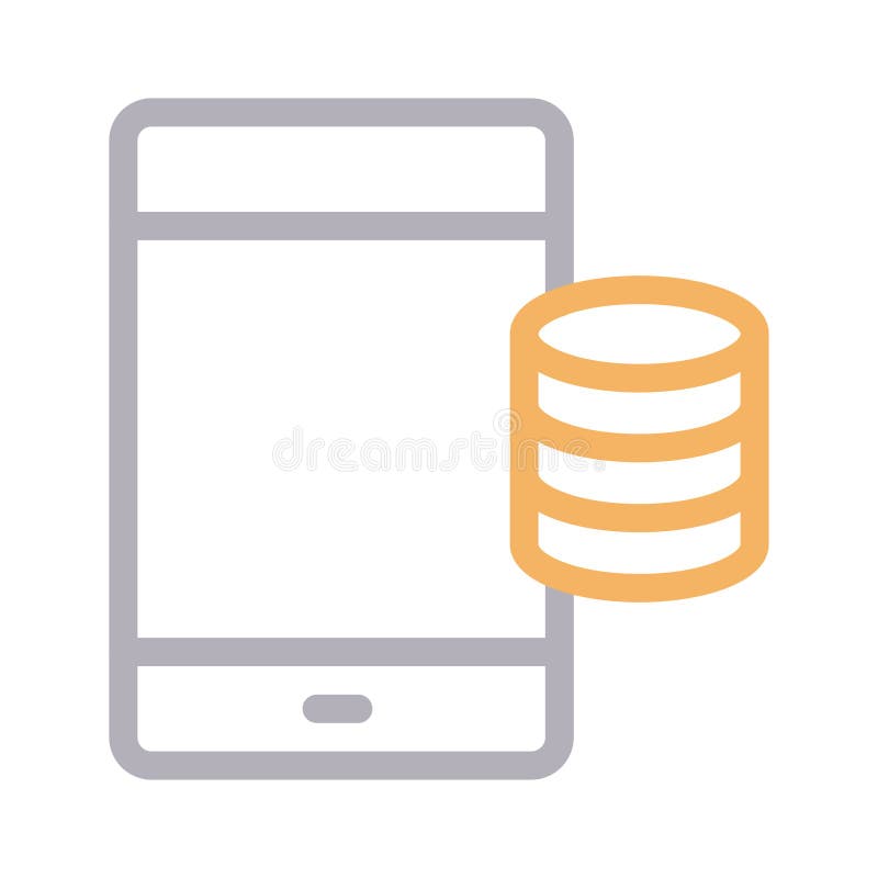 Mobile Server Thin Color Line Vector Icon Stock Illustration ...