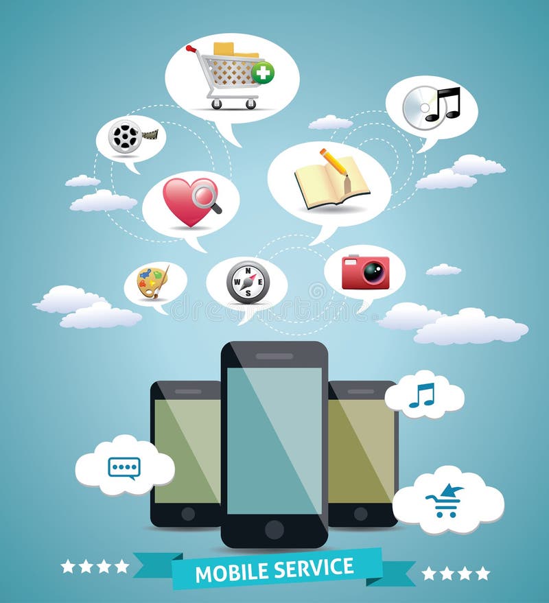 Mobile Cloud Service stock vector. Illustration of blue - 31792913