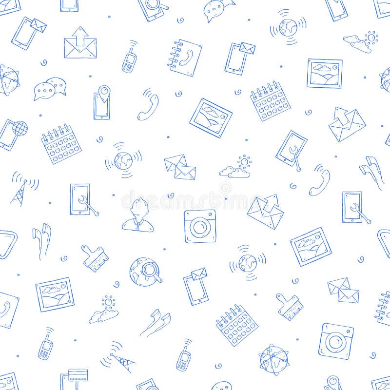 Mobile Service Icons Pattern Stock Illustration - Illustration of ...