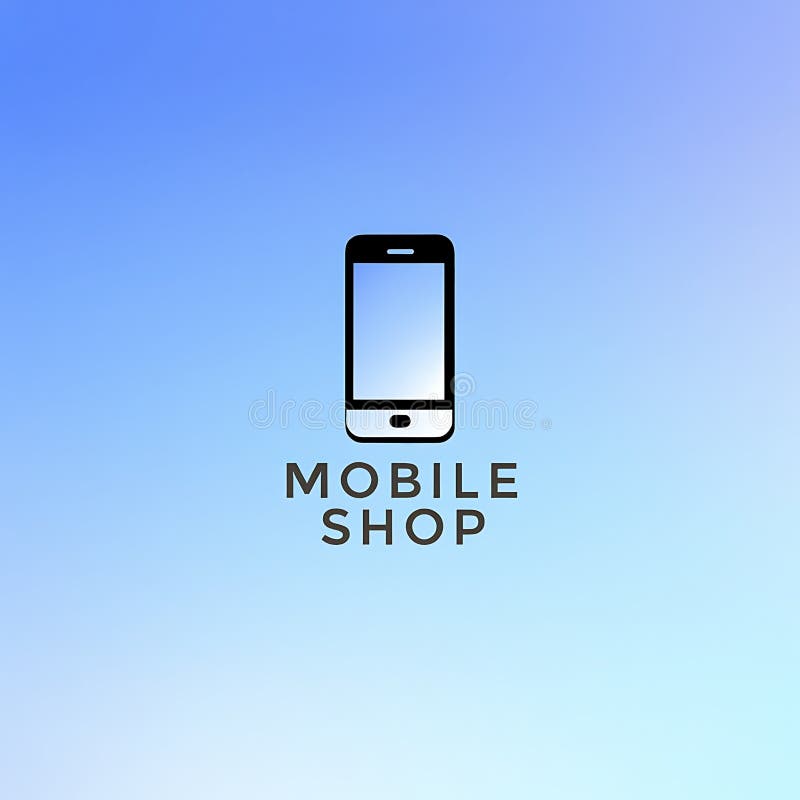 Mobile Shop Logo: Smartphone Icon on Blue Gradient Background Stock ...