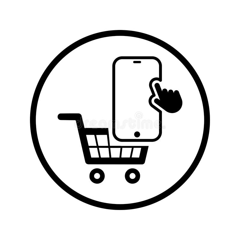 Mobile, Shopping Cart Icon. Black Vector Illustration Stock Vector ...