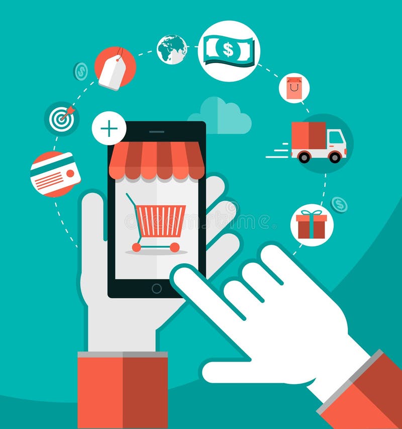 Mobile Shopping Illustration Concept Stock Vector - Illustration of ...