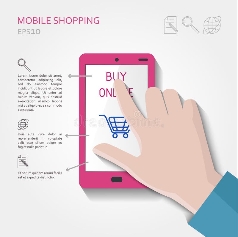 Mobile shopping concept stock vector. Illustration of circle - 65991457