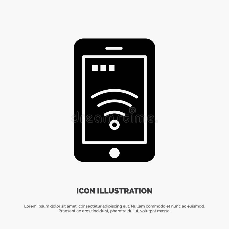Mobile, Sign, Service, Wifi Solid Black Glyph Icon Stock Vector ...