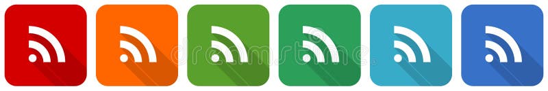 Mobile Signal Icon Set, Flat Design Vector Illustration in 6 Colors ...